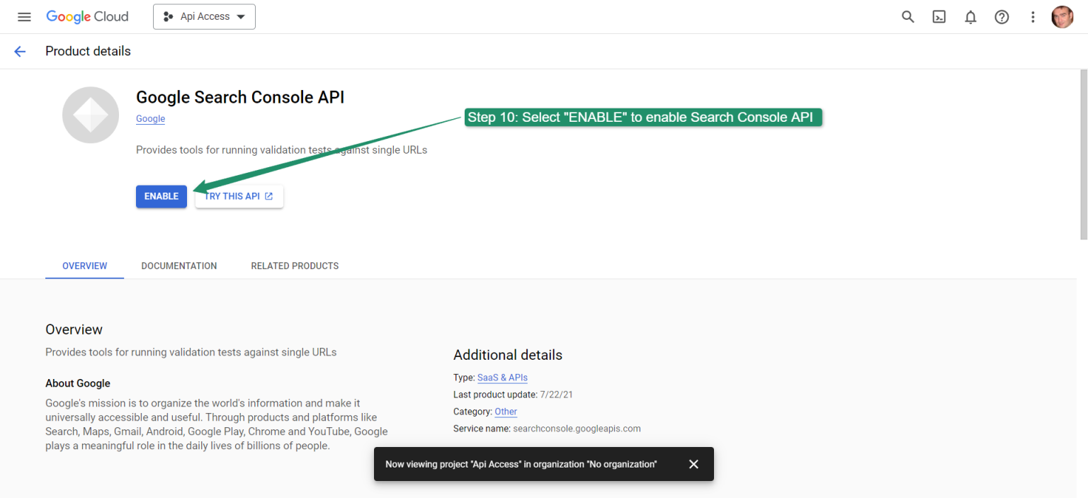 How to set up Google Search Console Api - Hobo